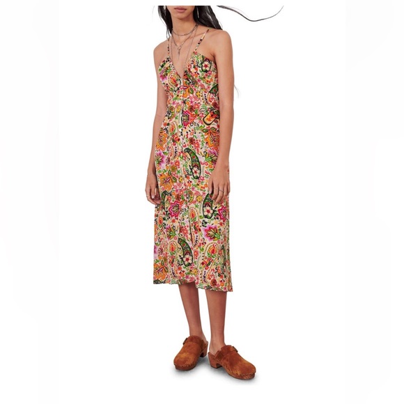 ba&sh | Dresses | Bash Baila Floral Paisley Button Front Midi Dress ...